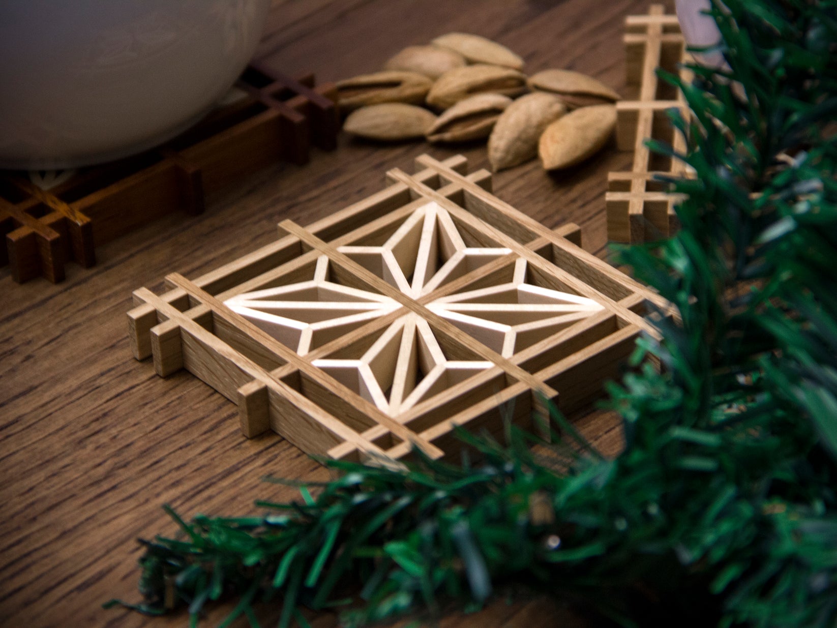 Kumiko coaster kit. Asanoha (Kakuasa) pattern. Art and Craft kit ...