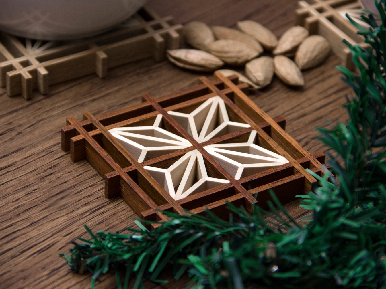 Kumiko coaster kit. Asanoha (Kakuasa) pattern. Art and Craft kit ...