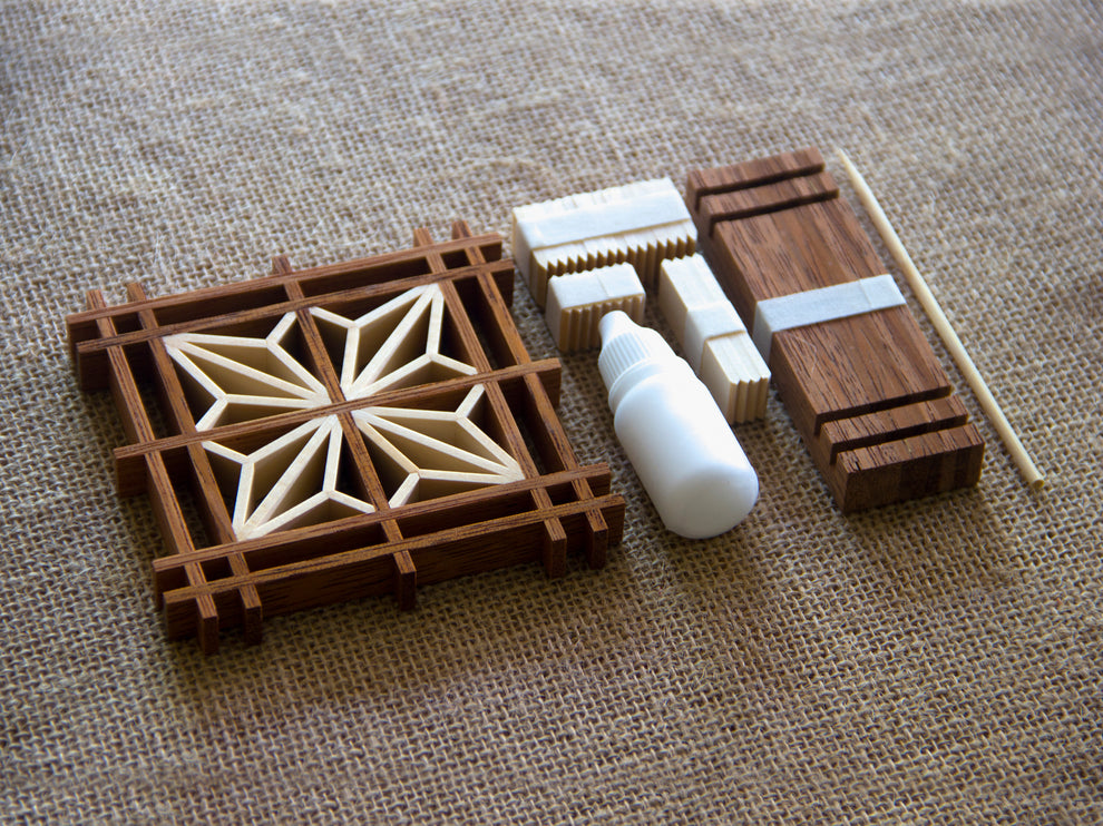 Kumiko coaster kit. Asanoha (Kakuasa) pattern. Art and Craft kit ...