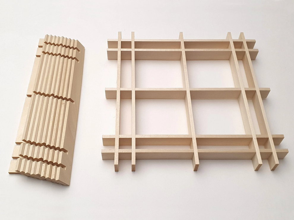 Kumiko grid for sqare pattern 4x4 (Basswood) – KumikoLab